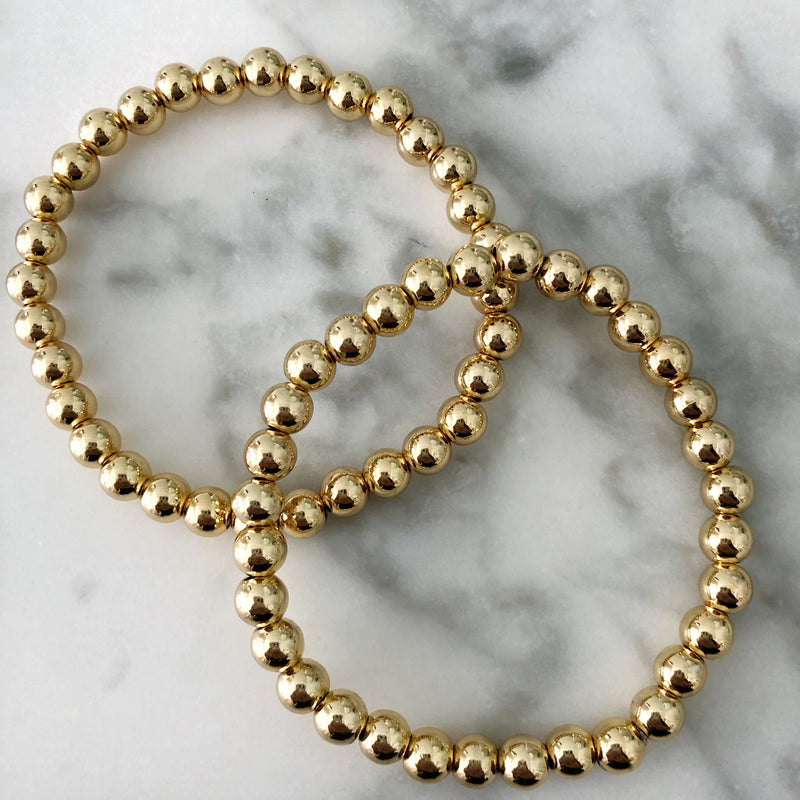 6MM Gold Ball Beaded Stackable Bracelet – Alexandra Gioia
